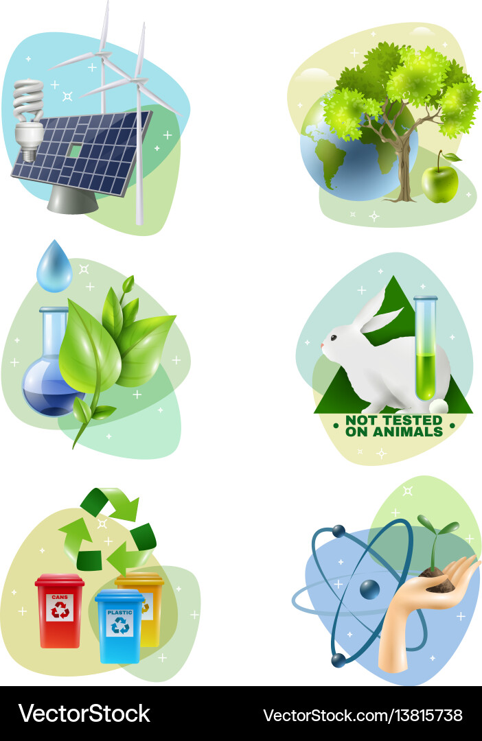Environment protection 6 ecological icons set Vector Image