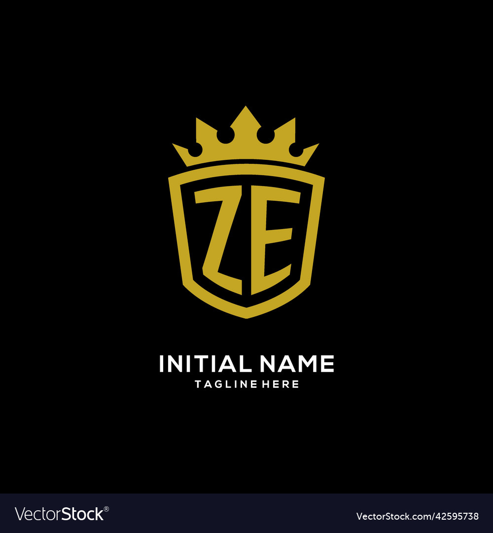 Initial ze logo shield crown style luxury elegant Vector Image