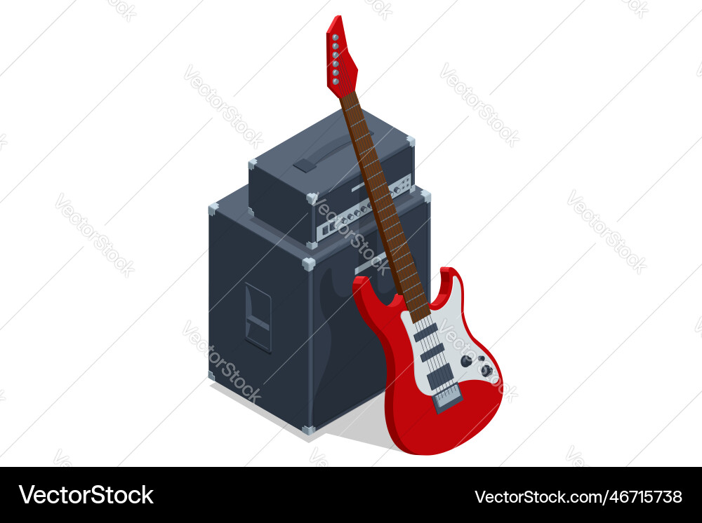 Isometric realistic electric guitar acoustic Vector Image