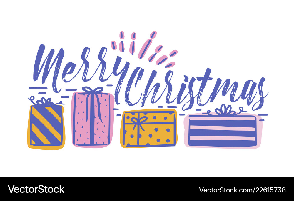 Merry christmas holiday wish written with cursive Vector Image