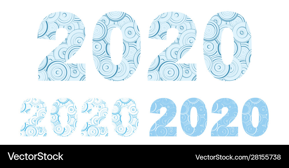 Set lettering from pale blue pattern 2020 Vector Image