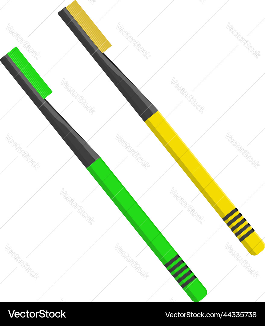 Yellow and green toothbrushes on a white Vector Image