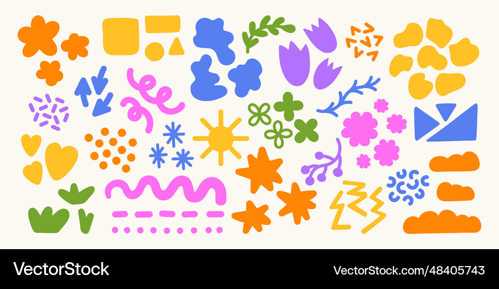Abstract hand drawn organic shapes collection Vector Image