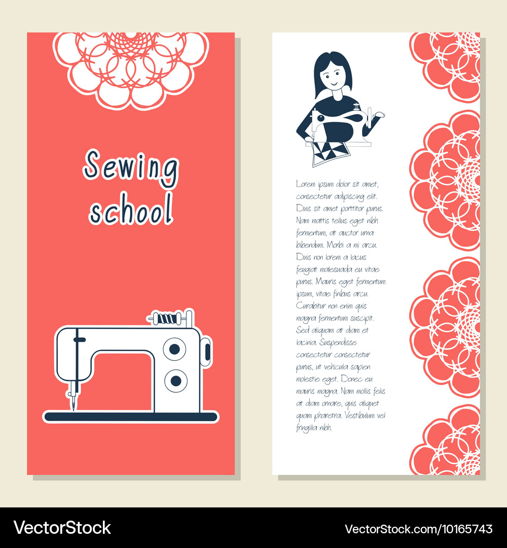 Cards template for sewing school tailoring shop Vector Image