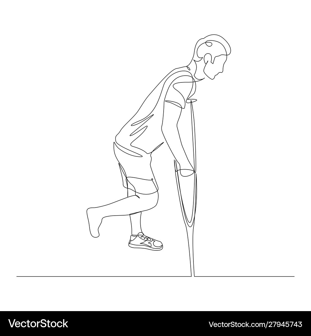Continuous one line man with a leg injury Vector Image