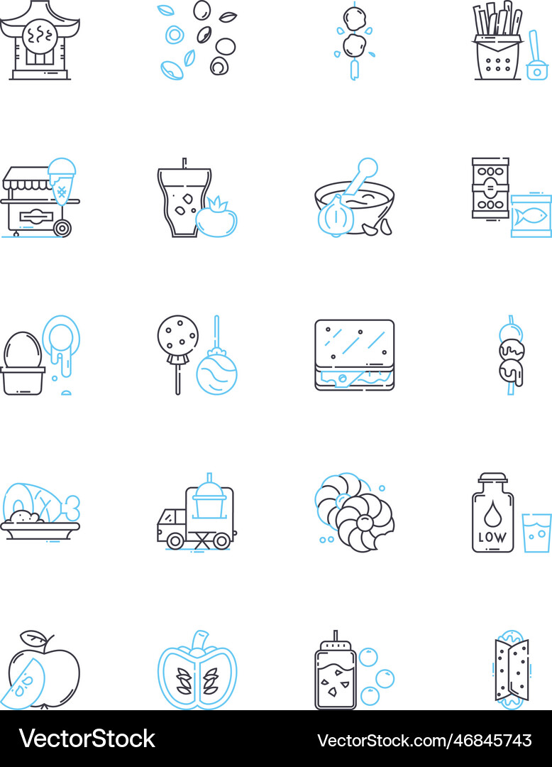 Corner shop linear icons set convenience staple Vector Image