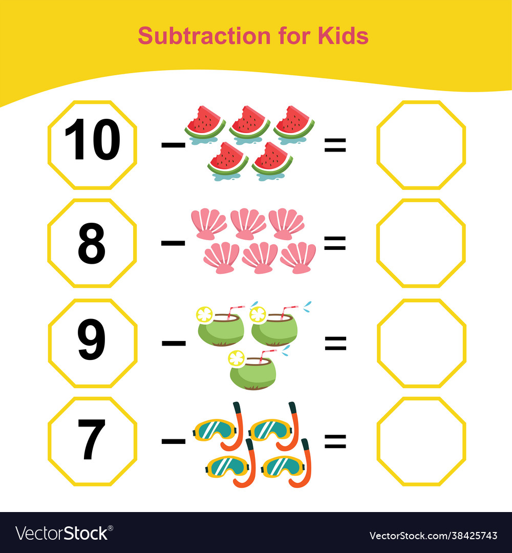 Counting subtraction game for preschool children Vector Image