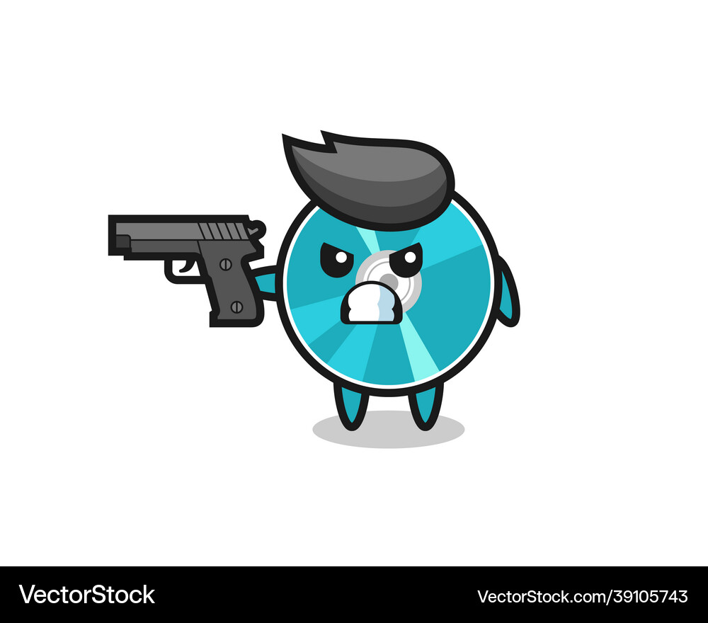 Cute optical disc character shoot with a gun Vector Image