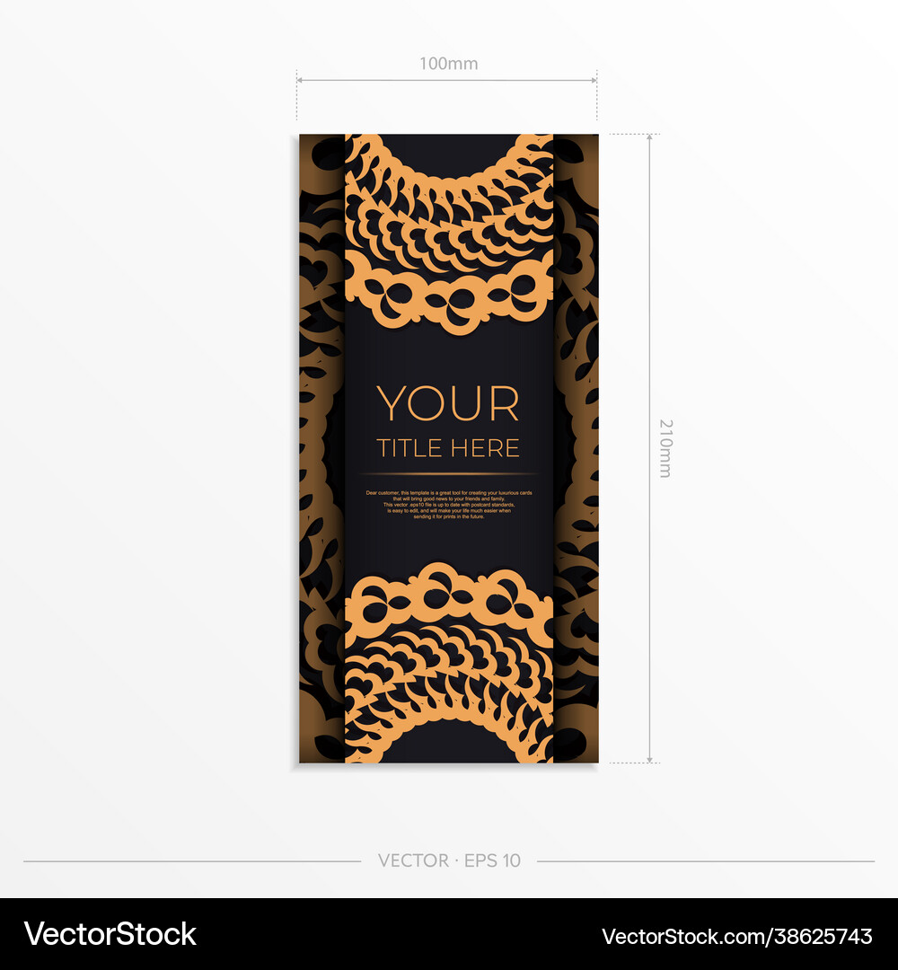 Dark black gold invitation card template Vector Image