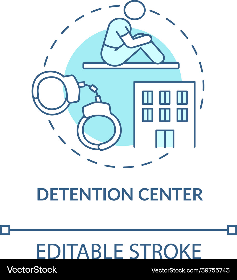 Detention center blue concept icon Royalty Free Vector Image