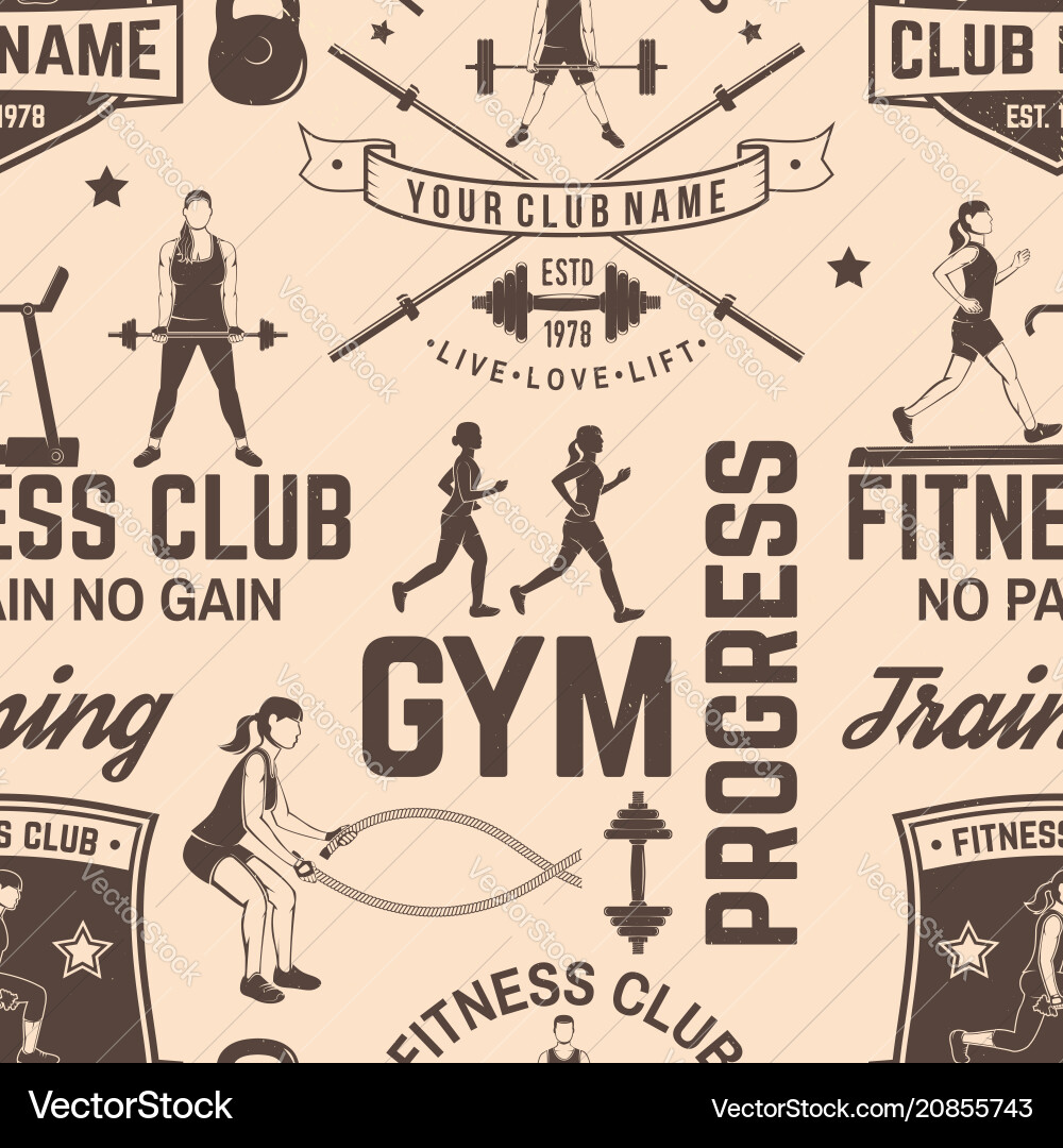 Fitness club seamless pattern or background Vector Image