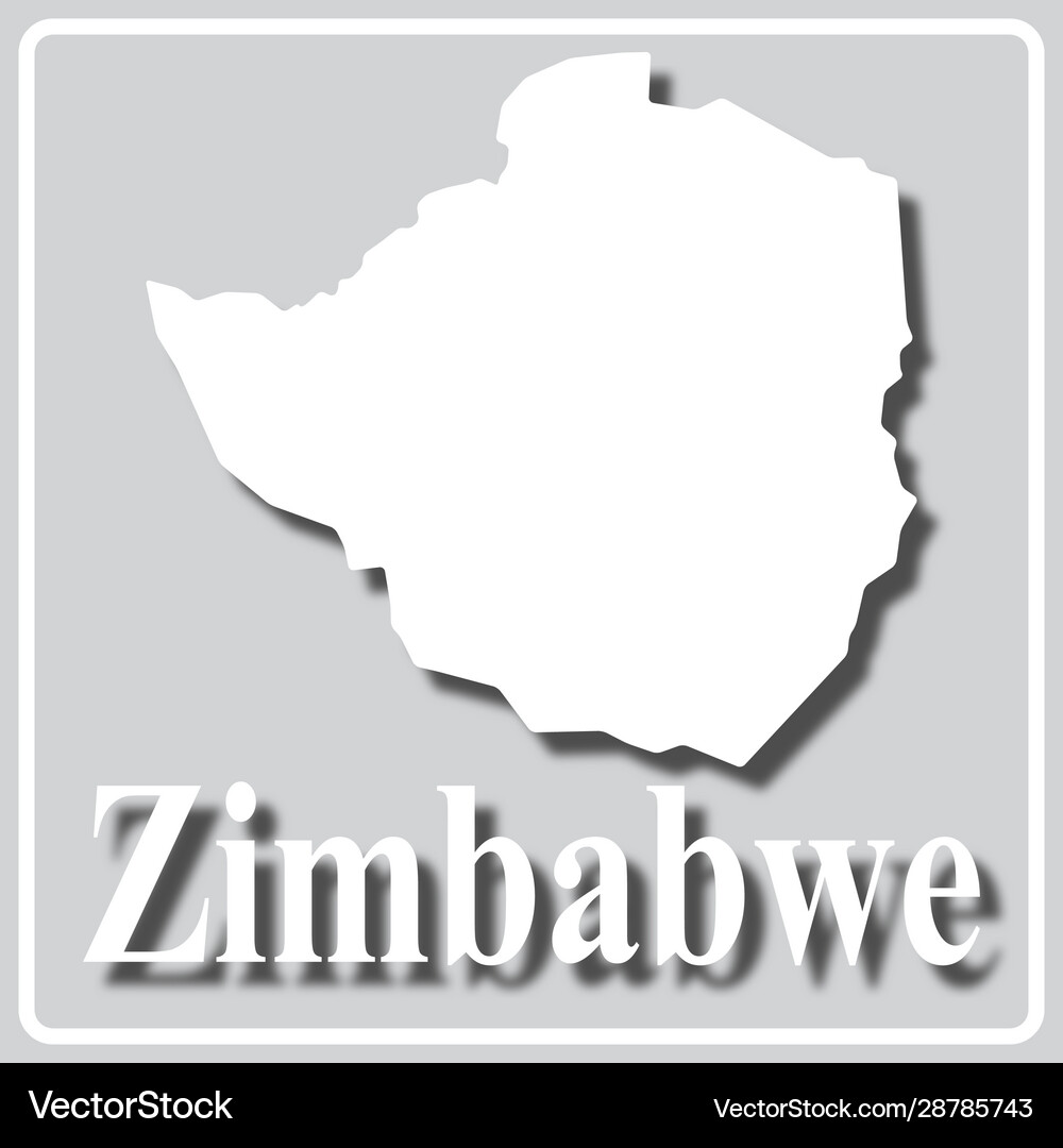 Gray icon with white silhouette a map zimbabwe Vector Image