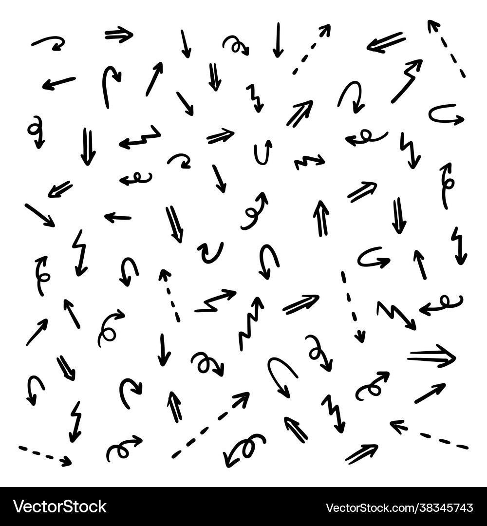 Hand drawn arrow set abstract shapes doodle Vector Image