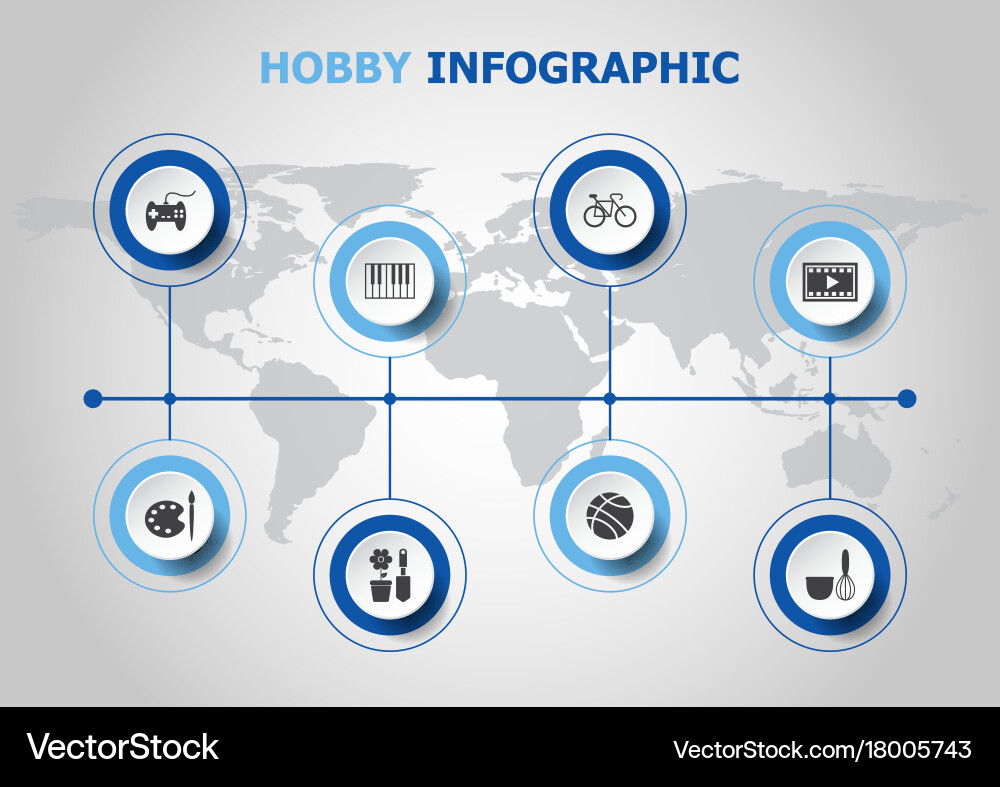 Infographic design with hobby icons Royalty Free Vector