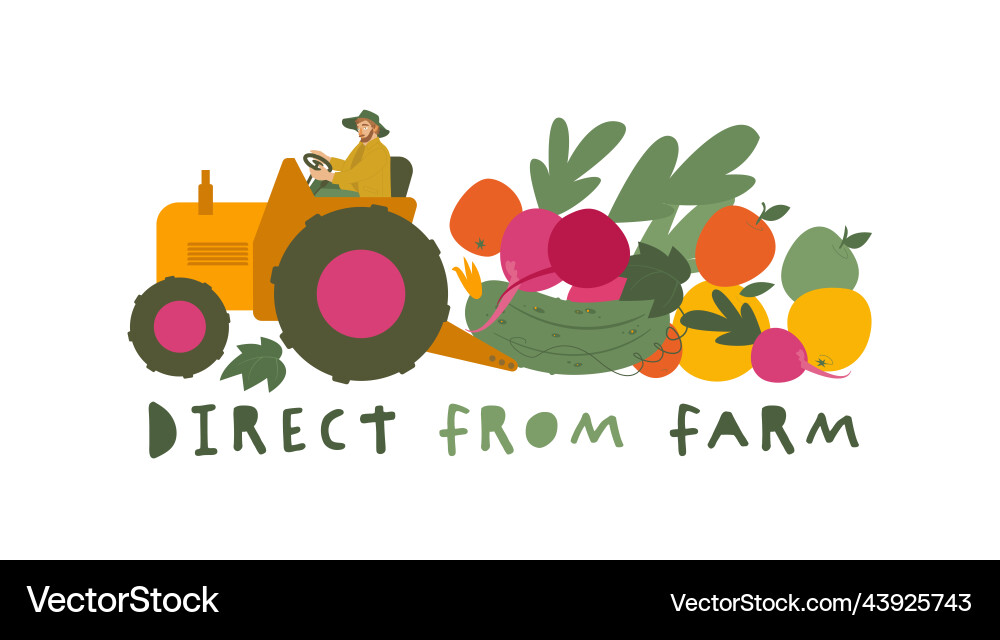 Locally grown concept direct from farm editable Vector Image