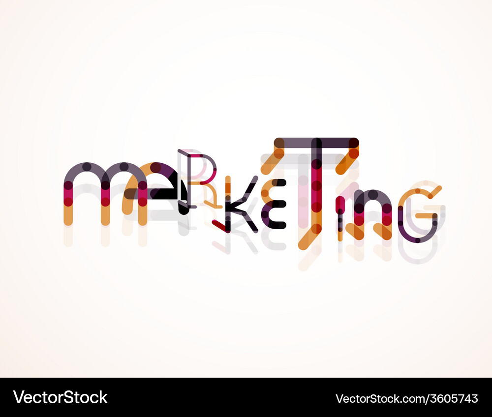 Marketing word font concept Royalty Free Vector Image