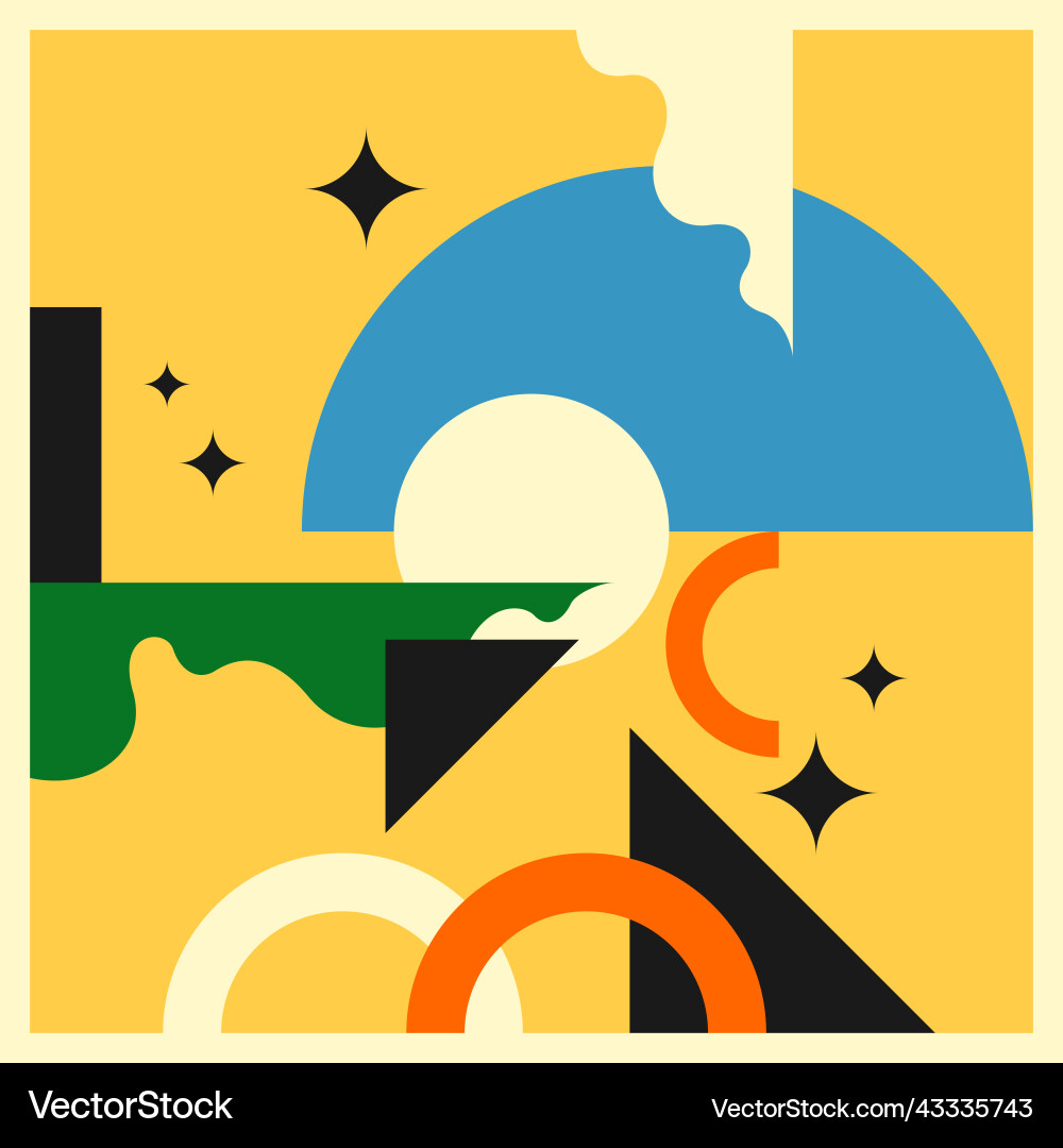 Modern geometric composition of various shapes Vector Image