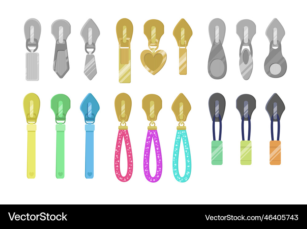 Modern zip sliders for clothes cartoon Royalty Free Vector