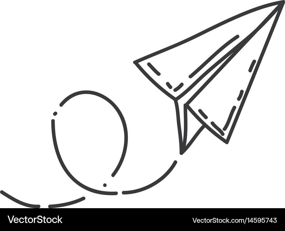 Monochrome contour paper plane Royalty Free Vector Image