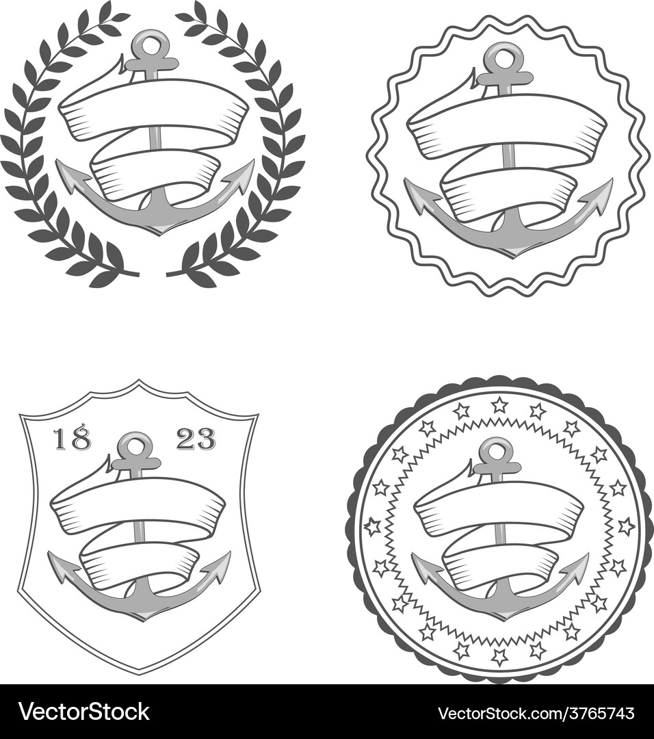 Nautical anchor with rope and ribbon Royalty Free Vector