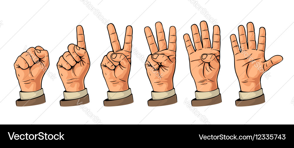 Set of gestures of hands counting from zero Vector Image