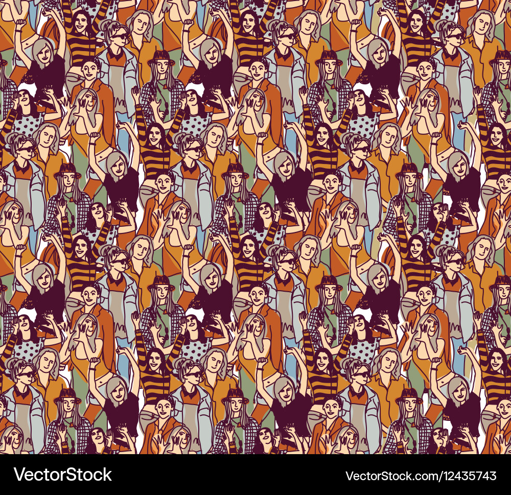 Woman crowd big group color seamless pattern Vector Image