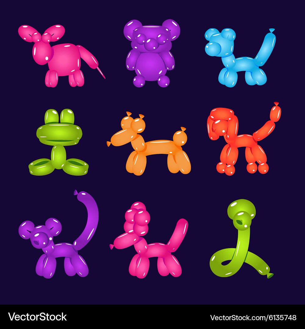 Animal shaped colourful balloons Royalty Free Vector Image