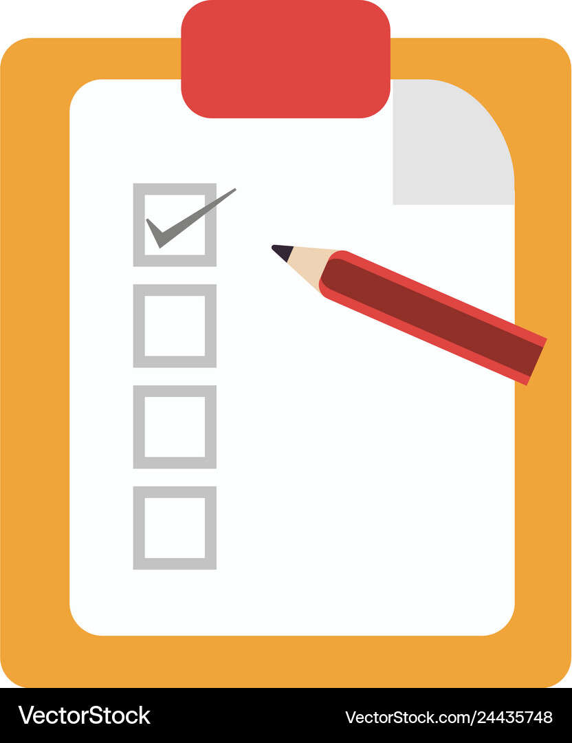 Checklist clipboard and pencil symbol Royalty Free Vector