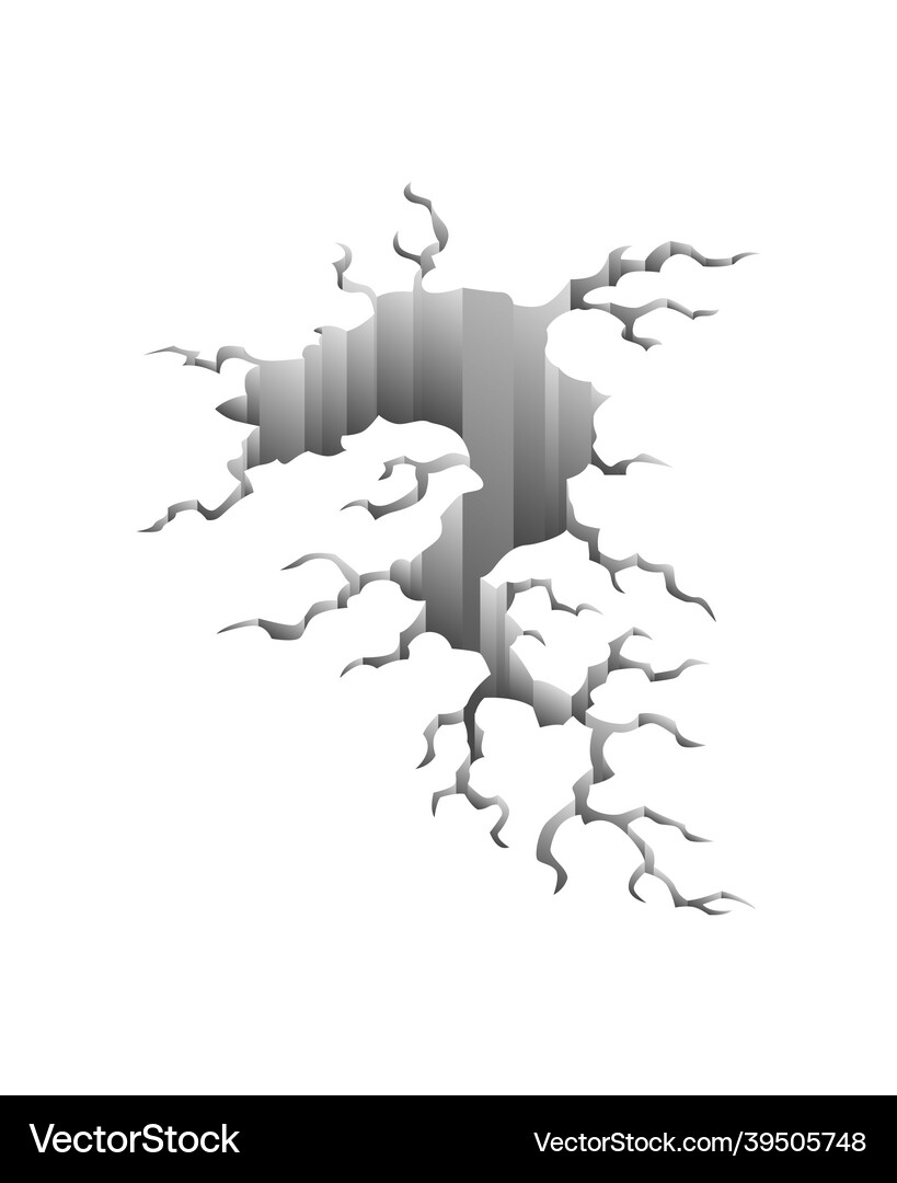 Crack after earthquake hole in ground Royalty Free Vector