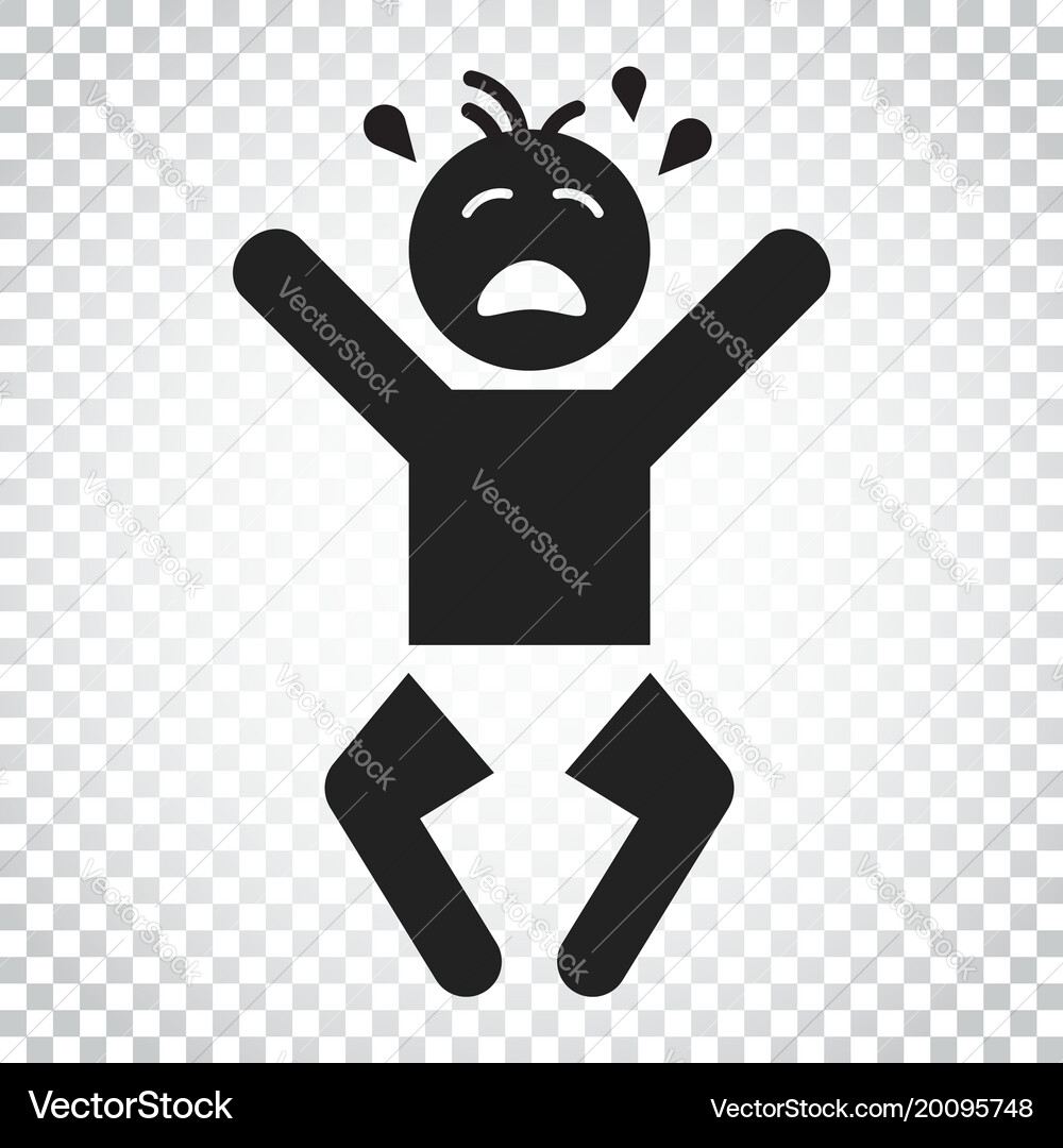 Crying baby icon anger emotions child flat Vector Image