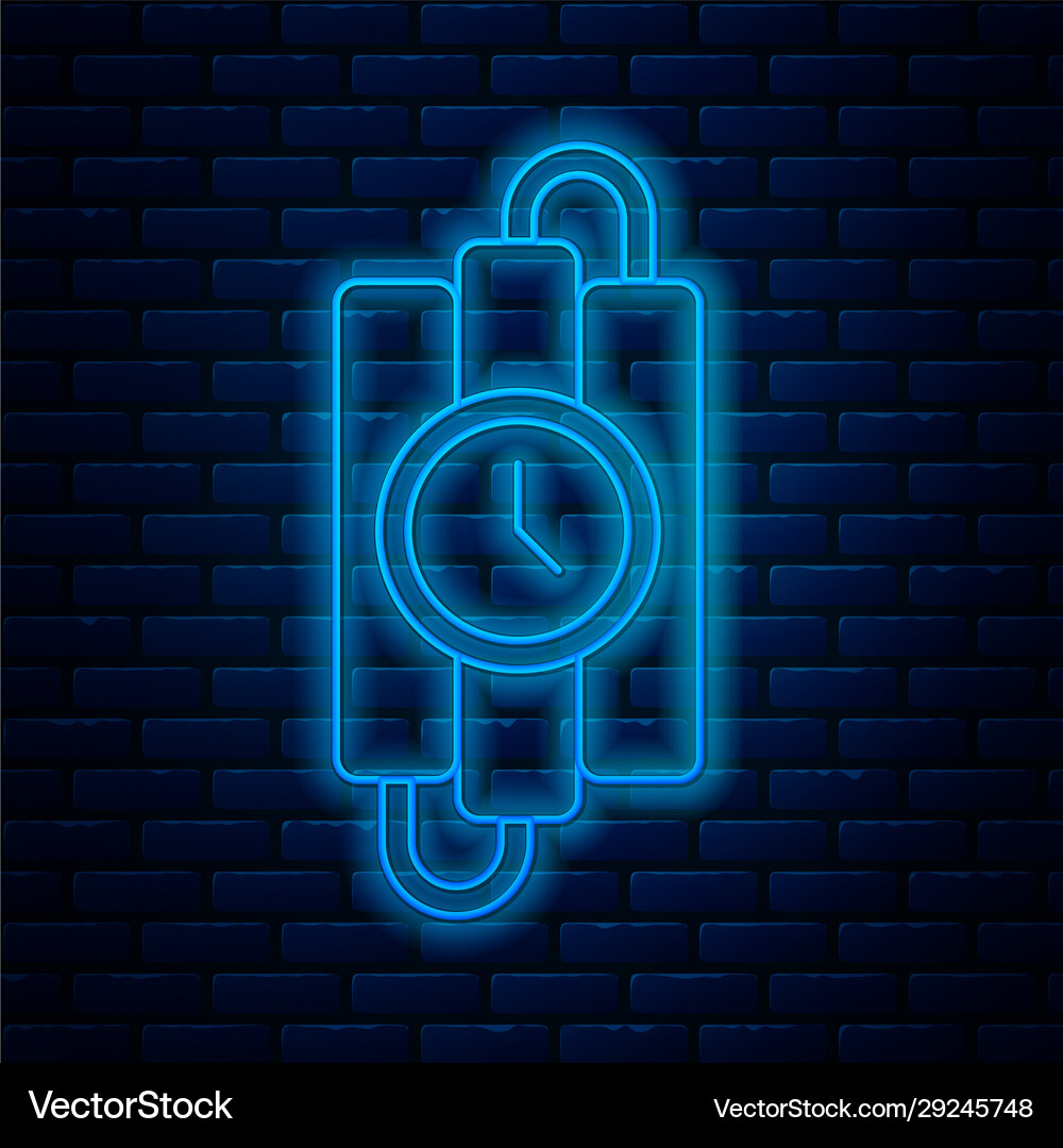 Glowing neon line detonate dynamite bomb stick Vector Image
