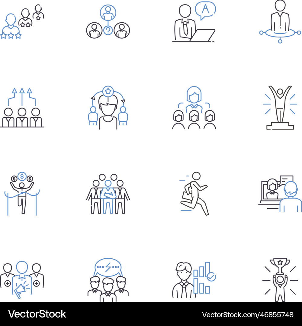 League group line icons collection competition Vector Image