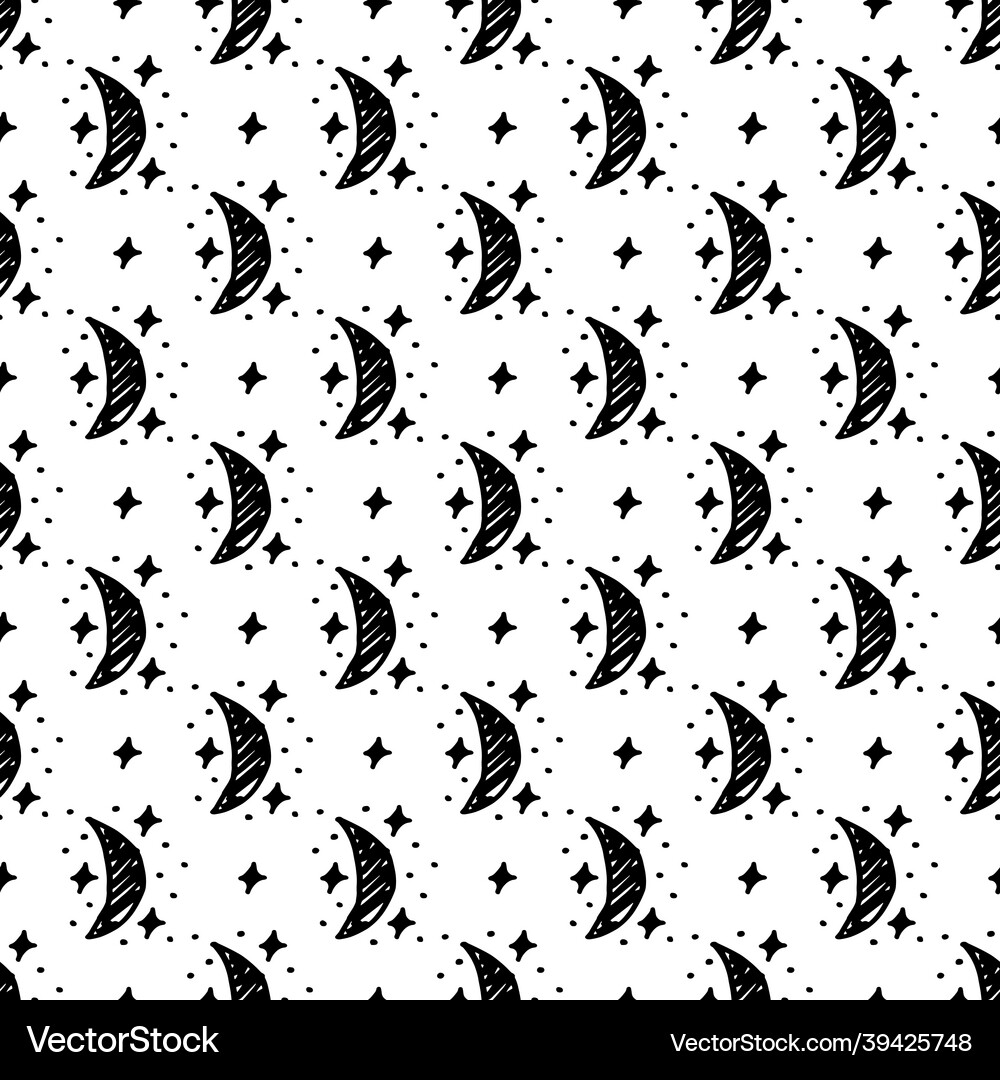 Magic mystic moon black and white seamless Vector Image