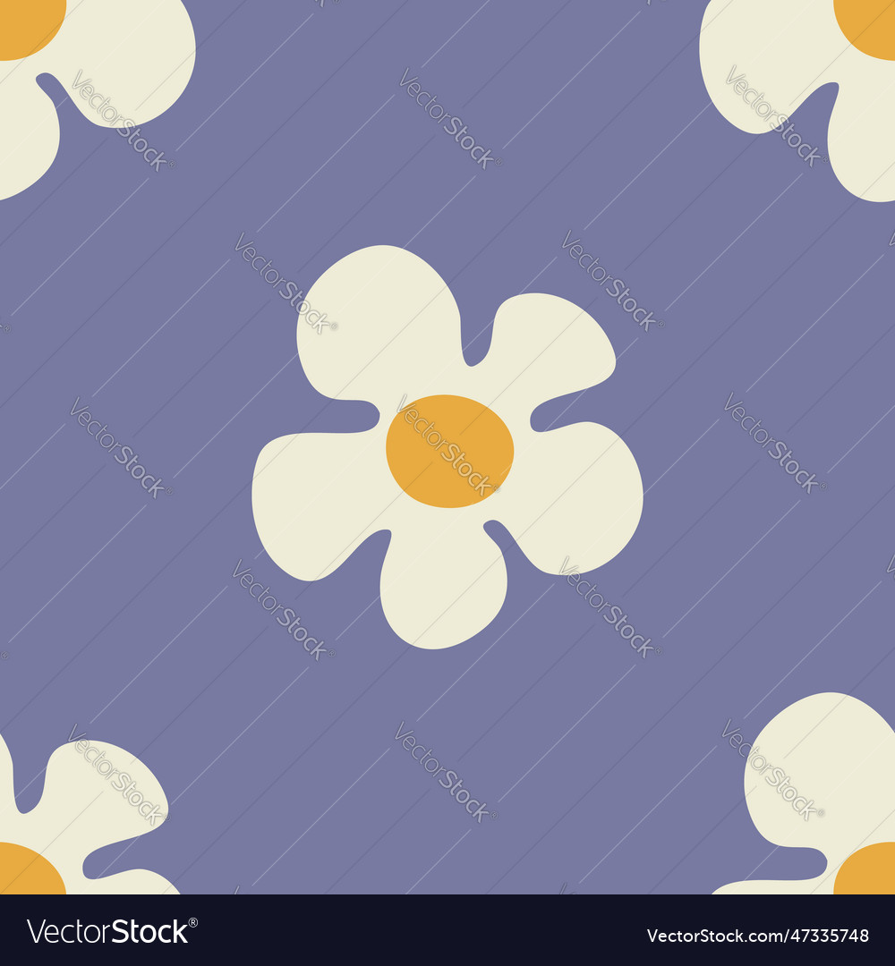 Seamless pattern with daisy flowers in groovy Vector Image