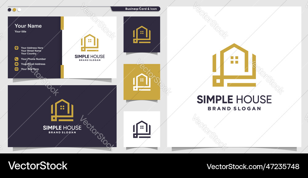 Simple house logo concept with creative line art Vector Image