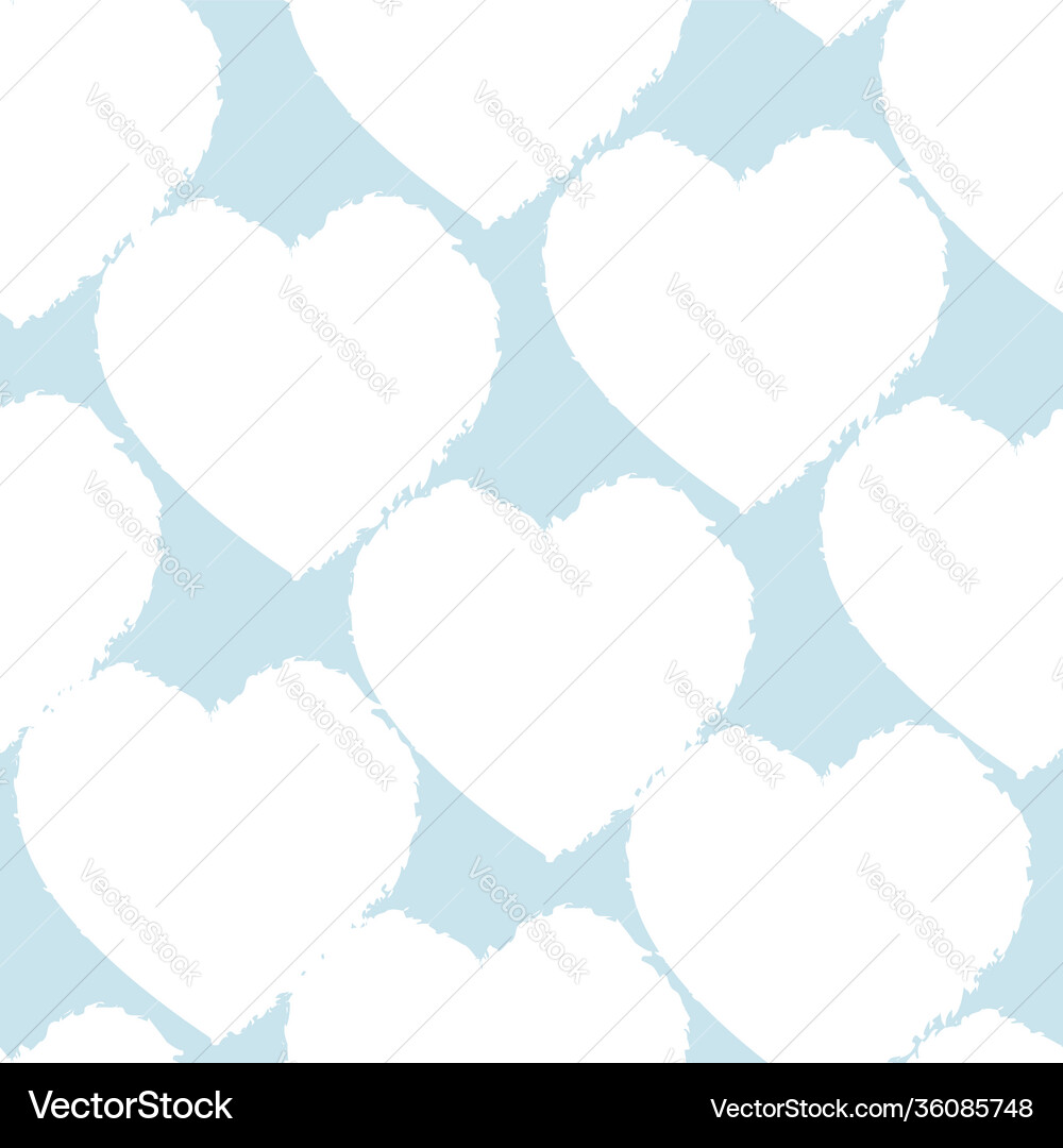 Sky blue heart shaped brush stroke seamless Vector Image