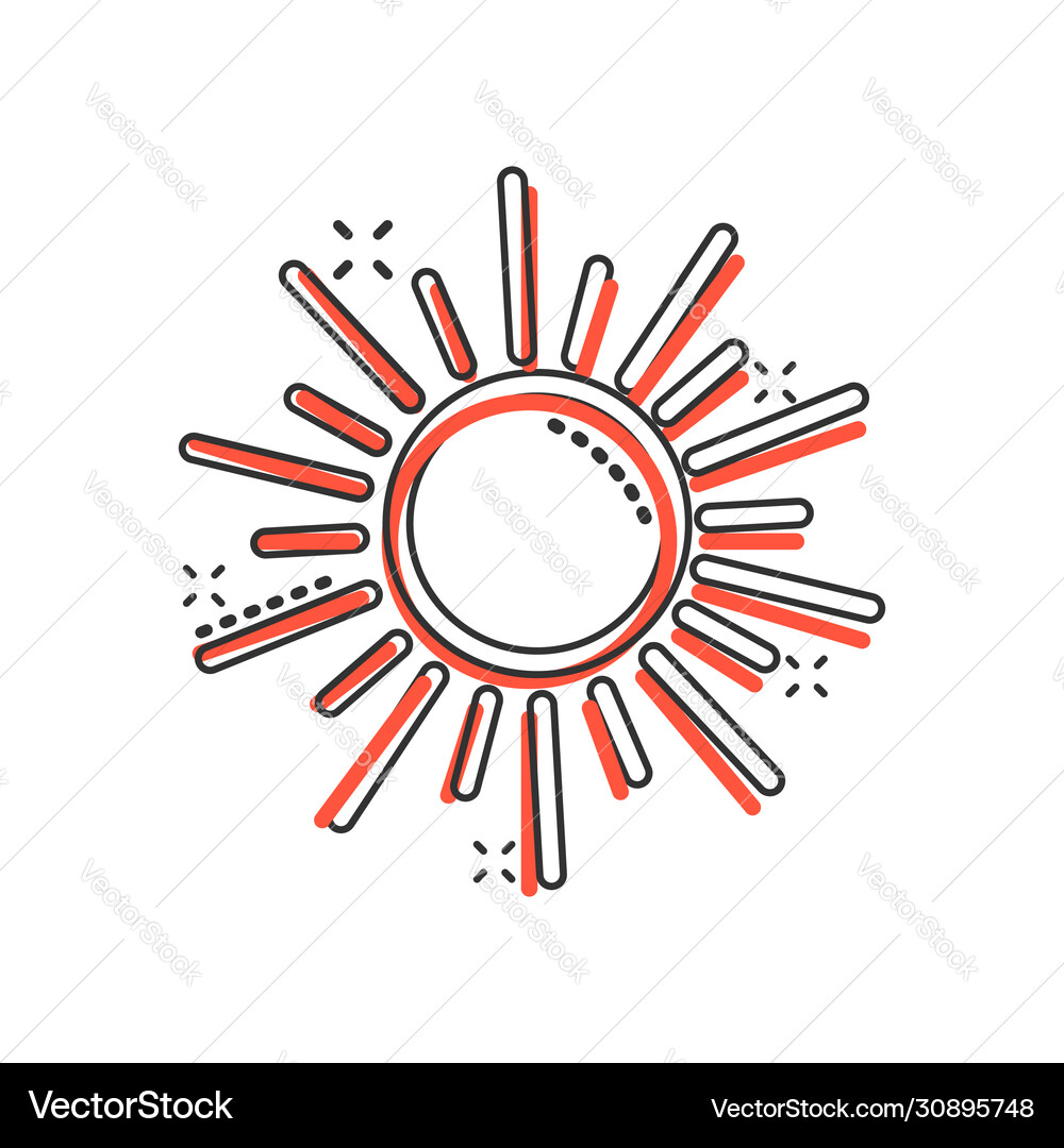 Sun icon in comic style sunlight cartoon sign Vector Image