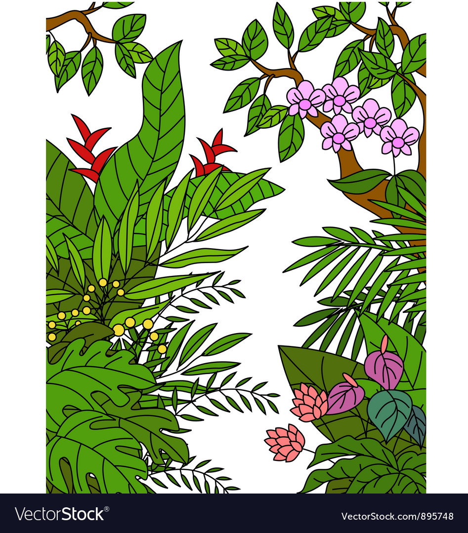 Tropical forest background Royalty Free Vector Image