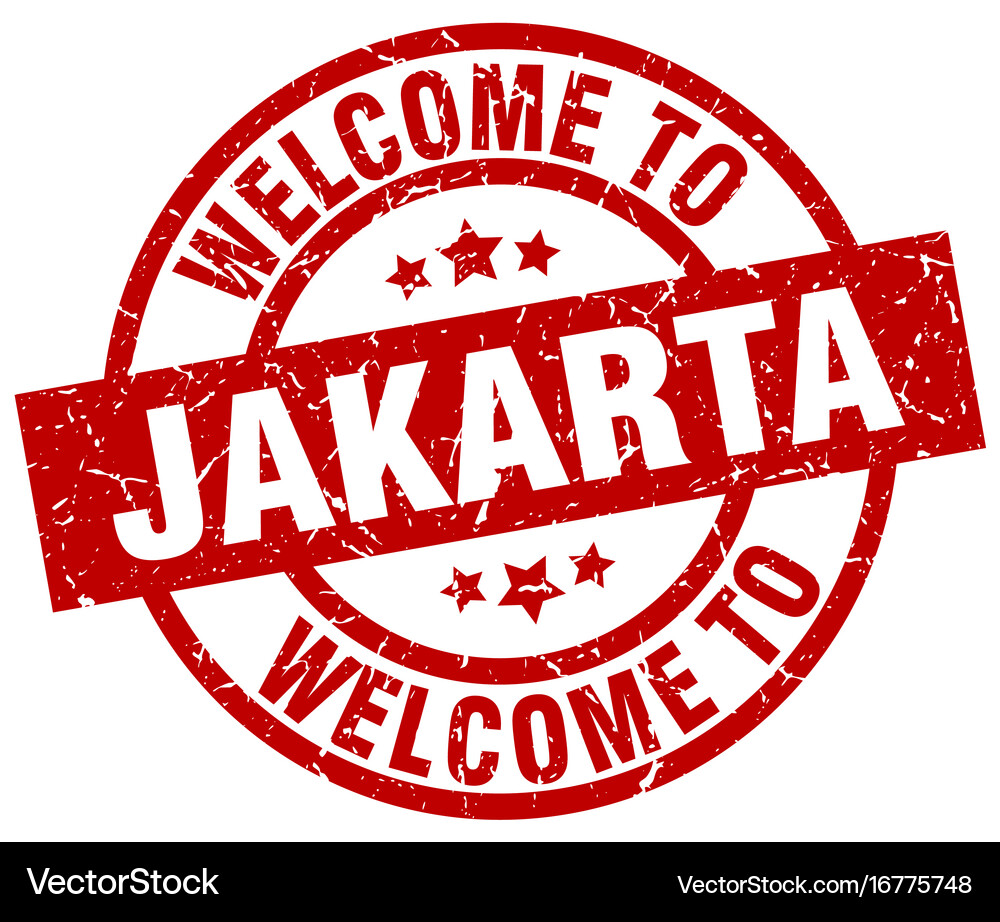 Welcome to jakarta red stamp Royalty Free Vector Image