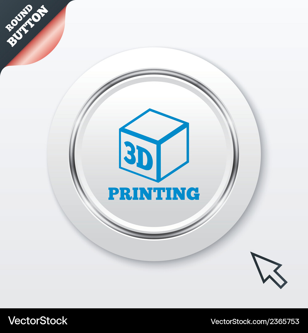 3d print sign icon cube printing symbol Royalty Free Vector