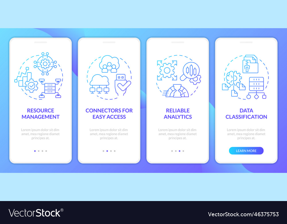 Data lake architecture blue gradient mobile app Vector Image