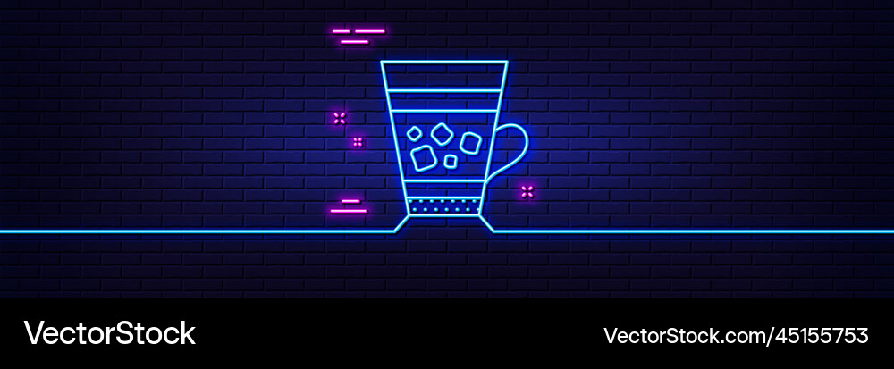 Frappe coffee icon cold drink sign neon light Vector Image