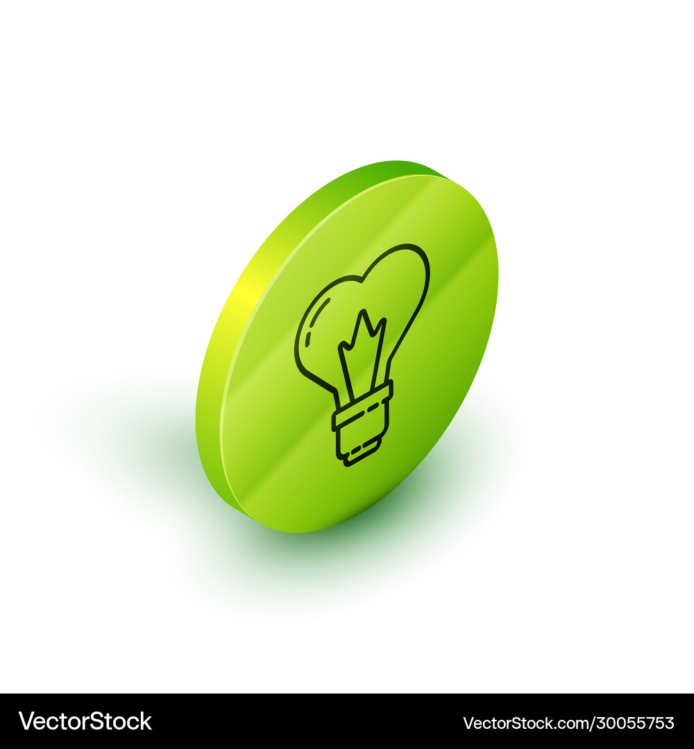 Isometric line heart shape in a light bulb icon Vector Image