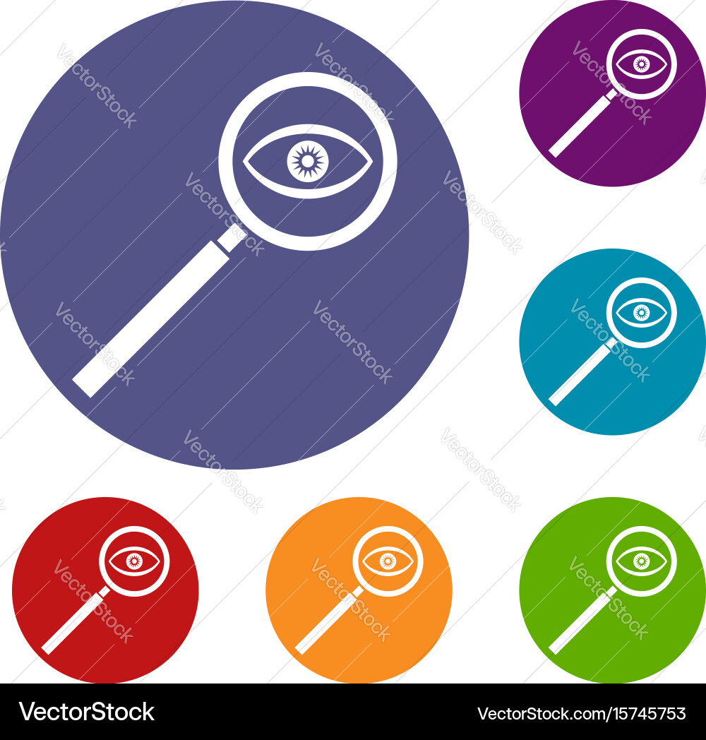 Magnifying glass icons set Royalty Free Vector Image