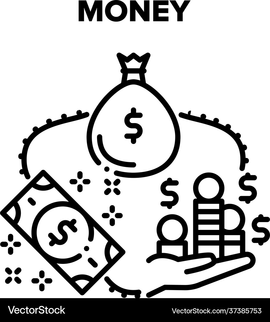 Money finance black Royalty Free Vector Image - VectorStock