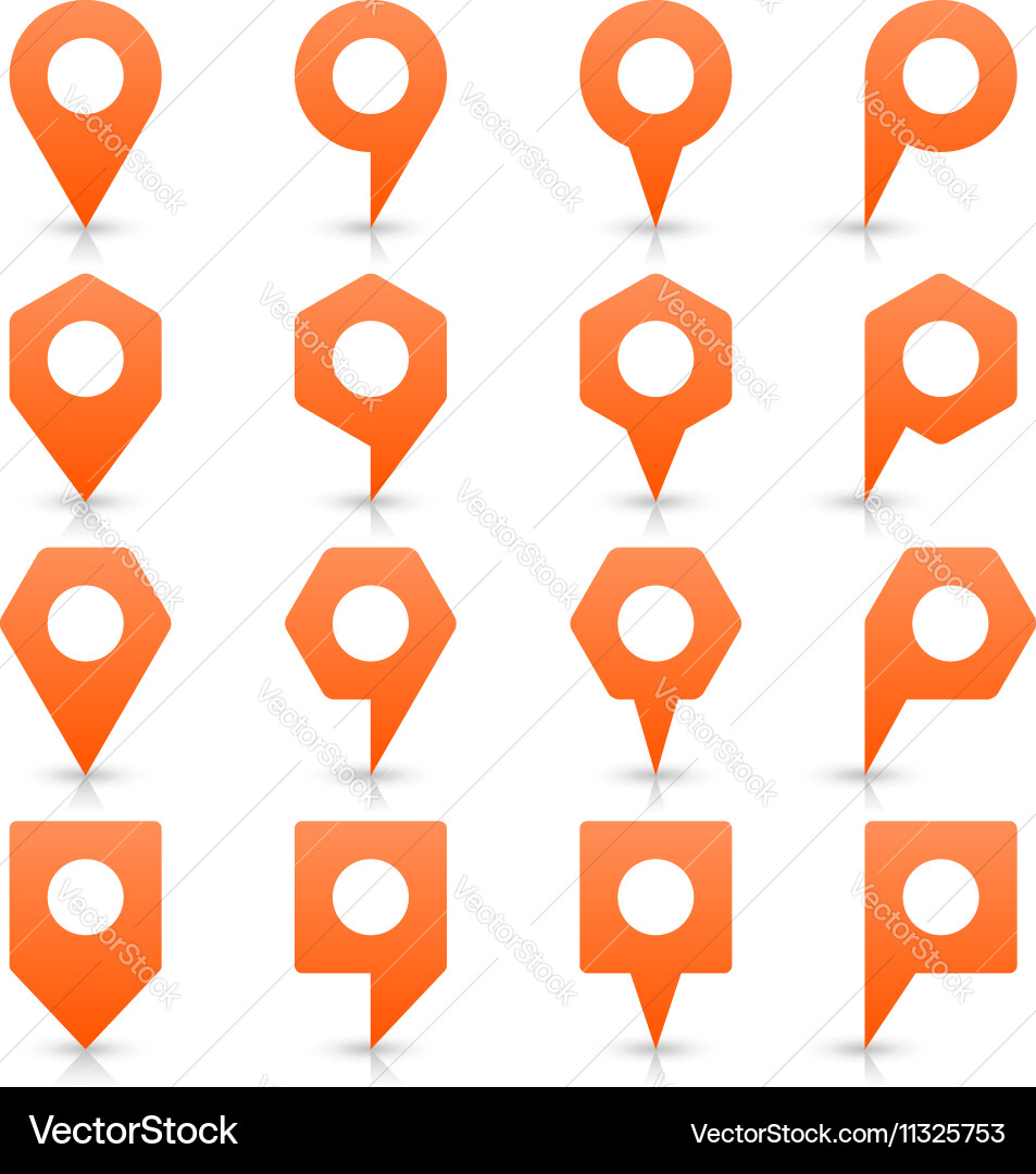 Orange blank map pin sign flat location icon Vector Image