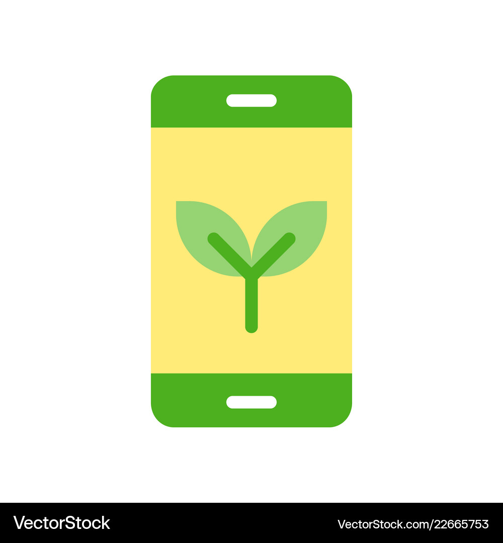 Plant on smart phone flat icon environmental Vector Image