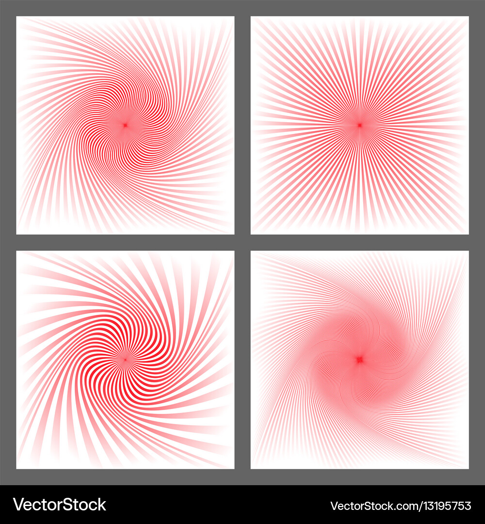 Red spiral and burst background design set Vector Image