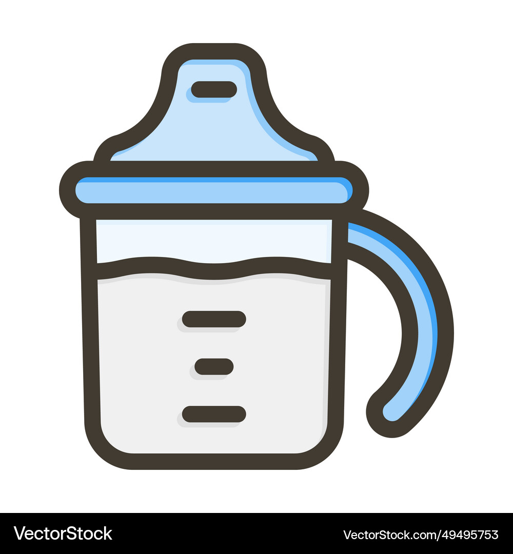 Sippy cup thick line filled colors icon Royalty Free Vector