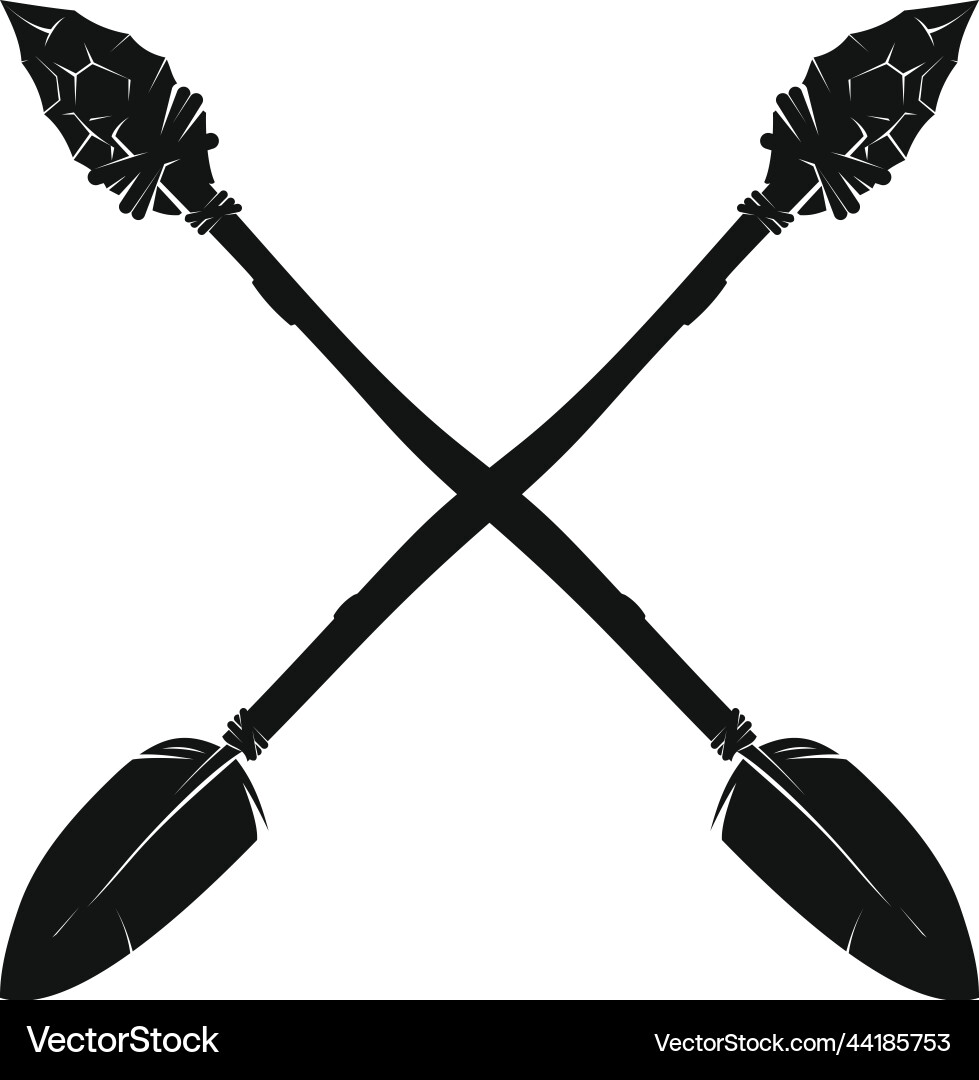 Two crossed arrows with a stone tip for bow Vector Image